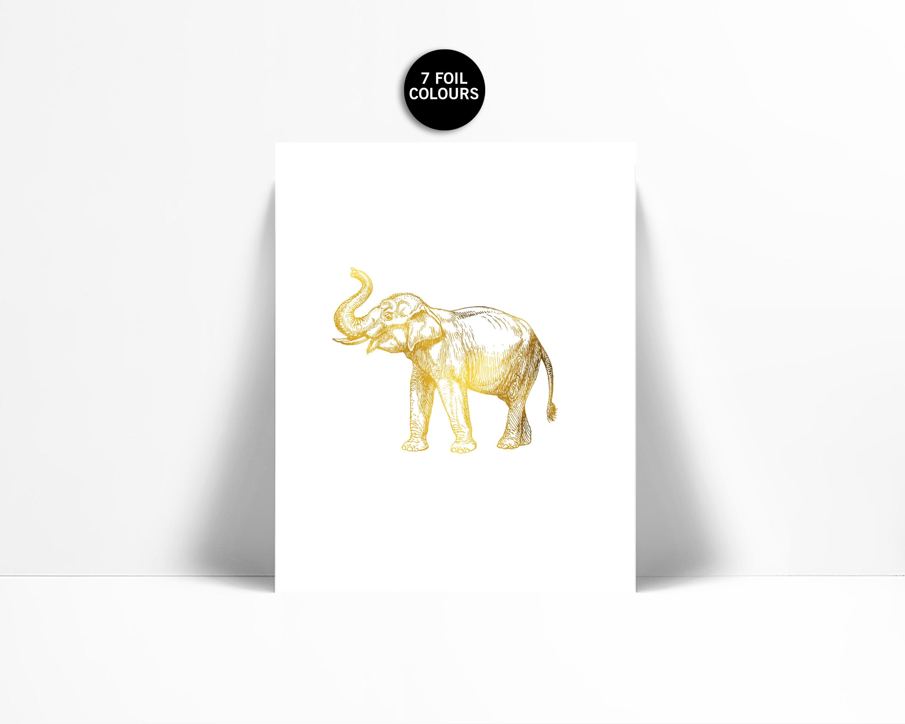Elephant Art Print - Real Gold Foil Print - Animal Print - Childrens ...