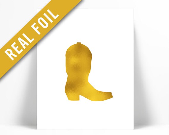 Cowboy Boot Art Print Gold Foil Print Western Art Cowboy - Etsy