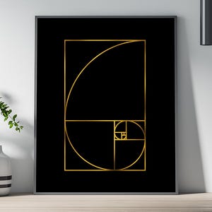 Golden Ratio Art Print - Gold Foil Print - Math Art Print - Math Wall ...