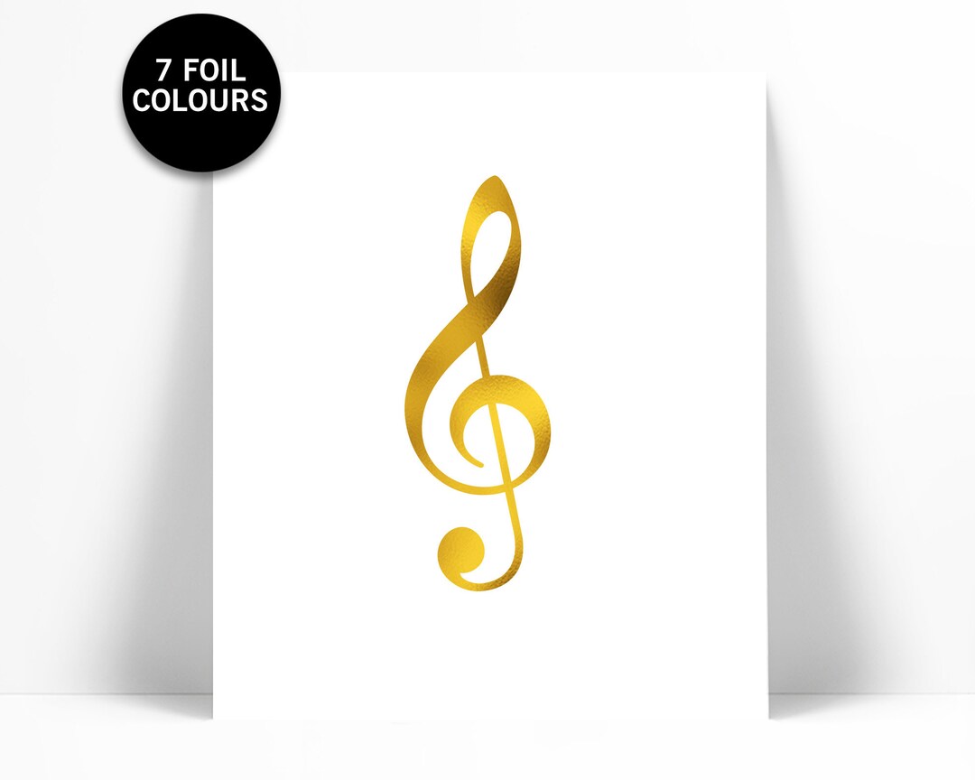 Treble Clef Gold Foil Art Print - Gold Foil Print - Musical Notation ...