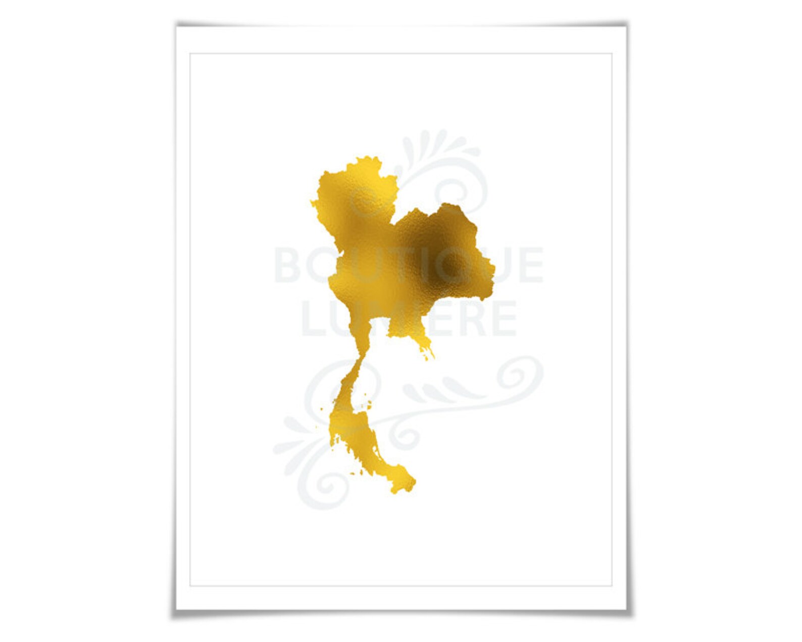 Thailand Map - Gold Foil Print - Gold Thailand Print - Gold Foil Map ...