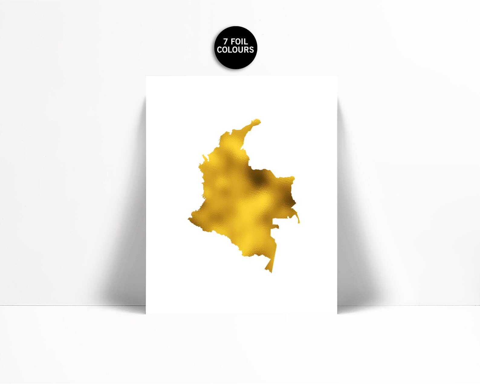 Colombia Map Gold Foil Art Print - Colombia Poster Art - Gold Foil Map ...