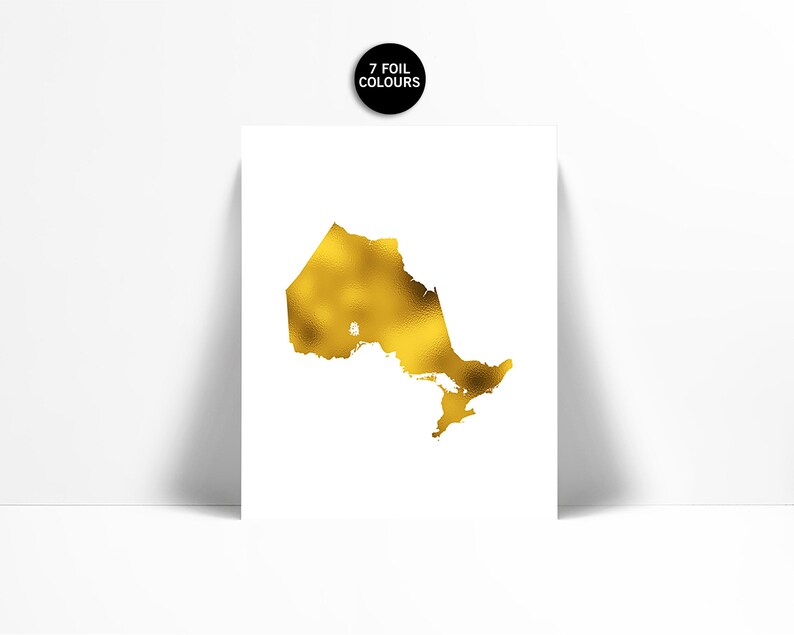 Ontario Real Gold Foil Art Print Poster - Ontario Province Map Art ...