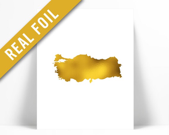 Turkey Map Gold Foil Print Turkey Map Art Print Foil Map | Etsy