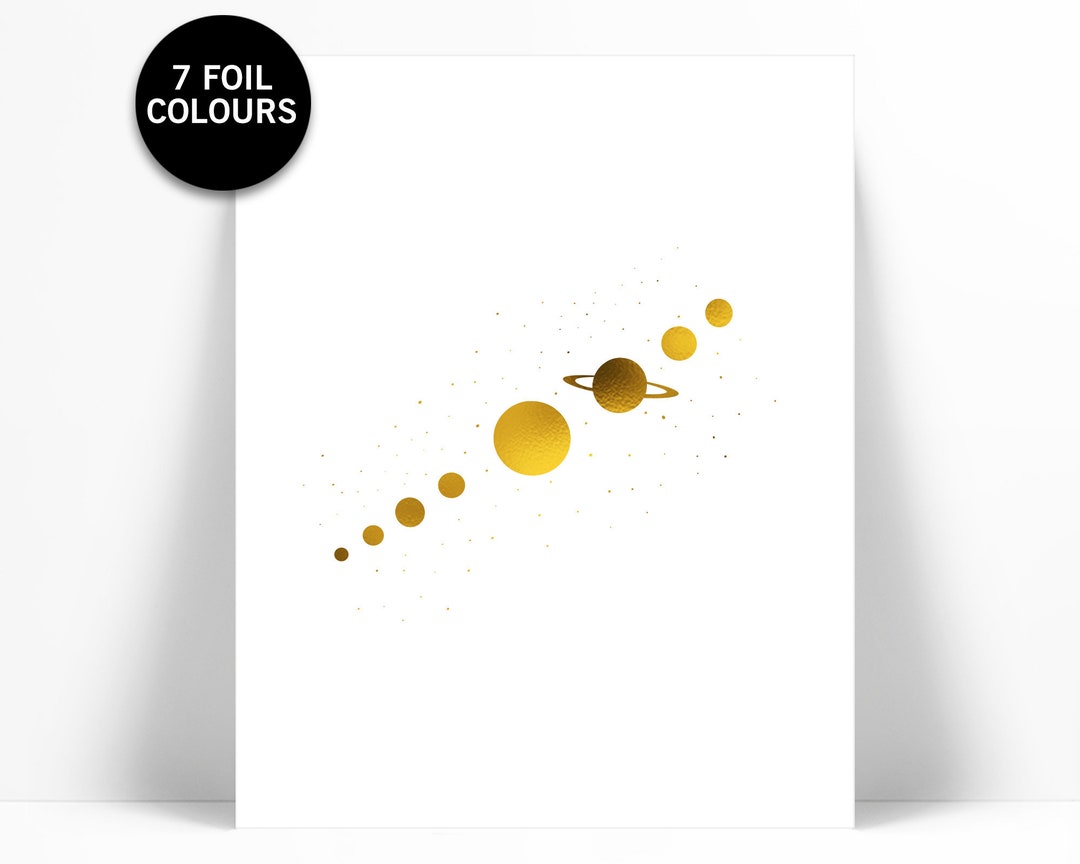 Solar System Art Print - Gold Foil Print - Planets Art Print - Planets ...