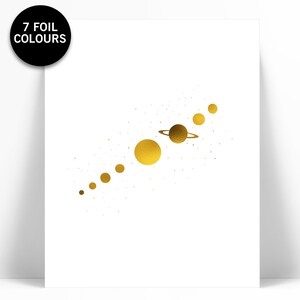 Solar System Art Print - Gold Foil Print - Planets Art Print - Planets ...