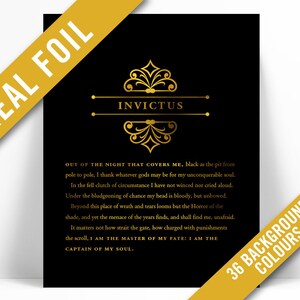 Invictus Gold Foil Art Print Master of My Fate Captain of My | Etsy