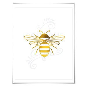 Bumblebee Art Print - Gold Foil Print - Insect Poster - Nursery Art ...