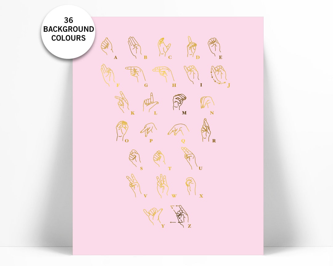 American Sign Language Gold Foil Art Print - ASL Poster Chart - Hand ...