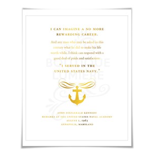 John Fitzgerald Kennedy US Navy Speech Gold Foil Art Print - JFK ...