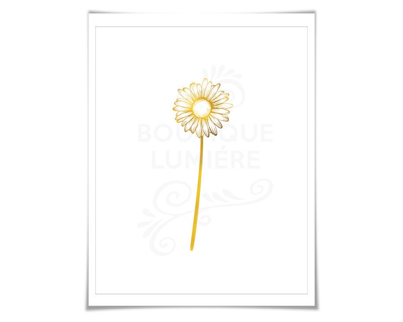 Daisy Print - Gold Foil Print - Flower Poster - Floral Art - Nature Art ...