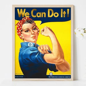We Can Do It - Real Gold Foil Print - Rosie the Riveter - Vintage ...