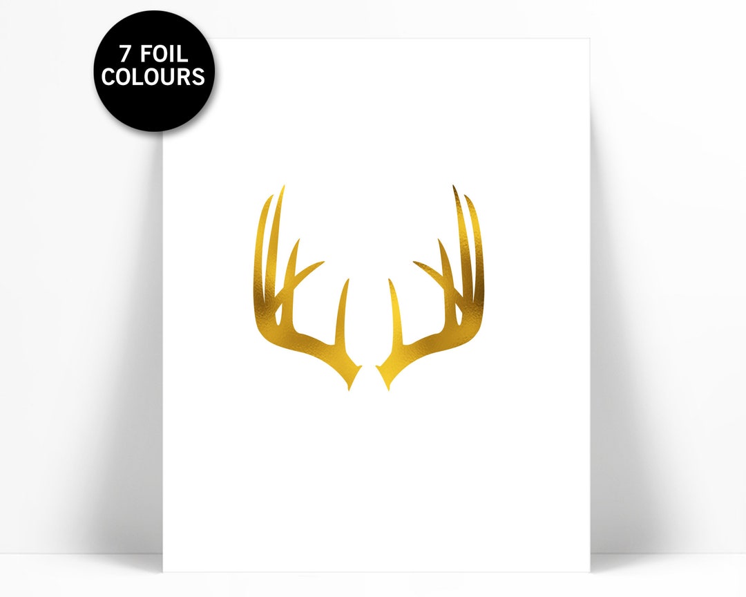 Deer Antlers Art Print - Gold Foil Print - Animal Poster - Antler Art ...