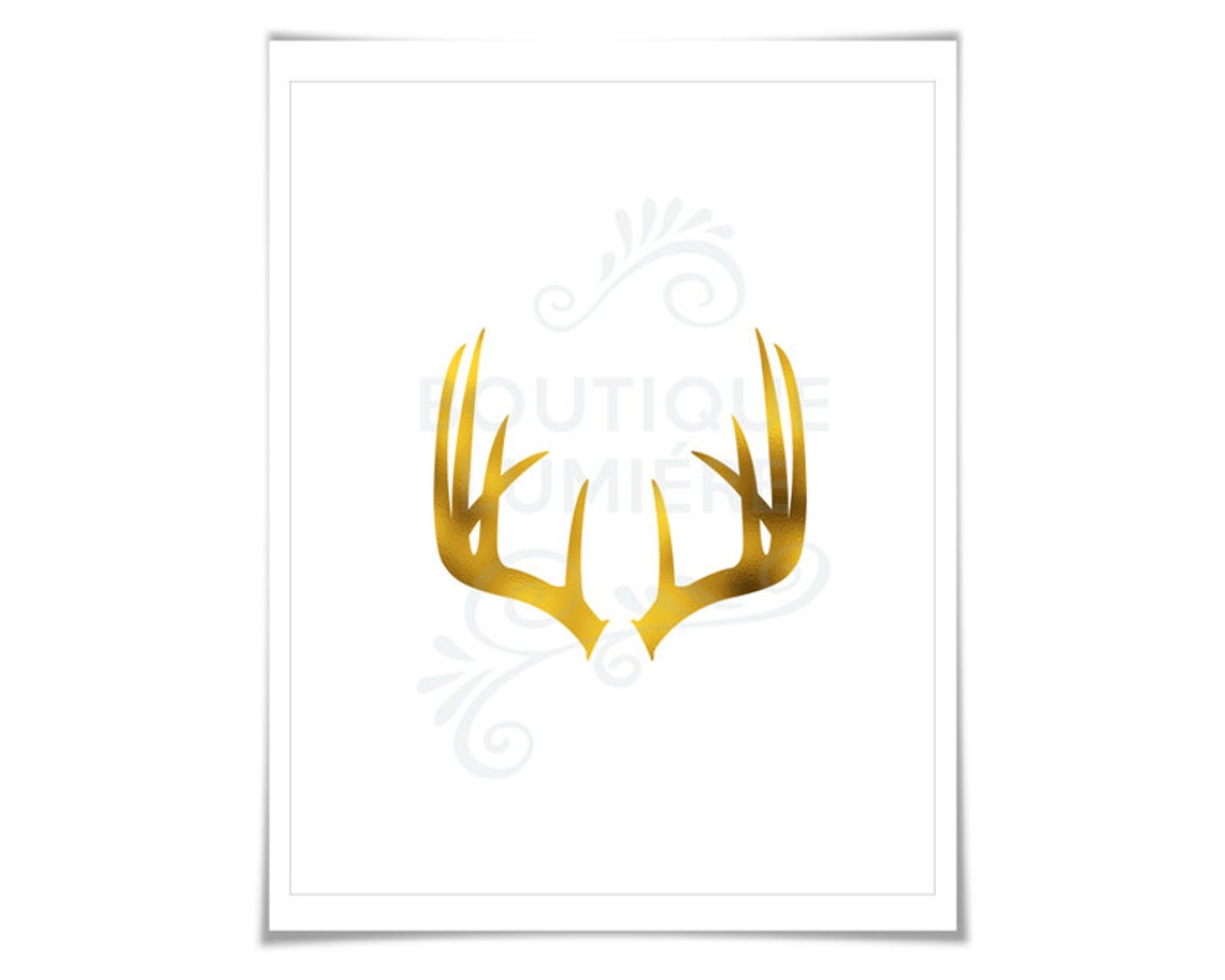 Deer Antlers Art Print Gold Foil Print Animal Poster - Etsy