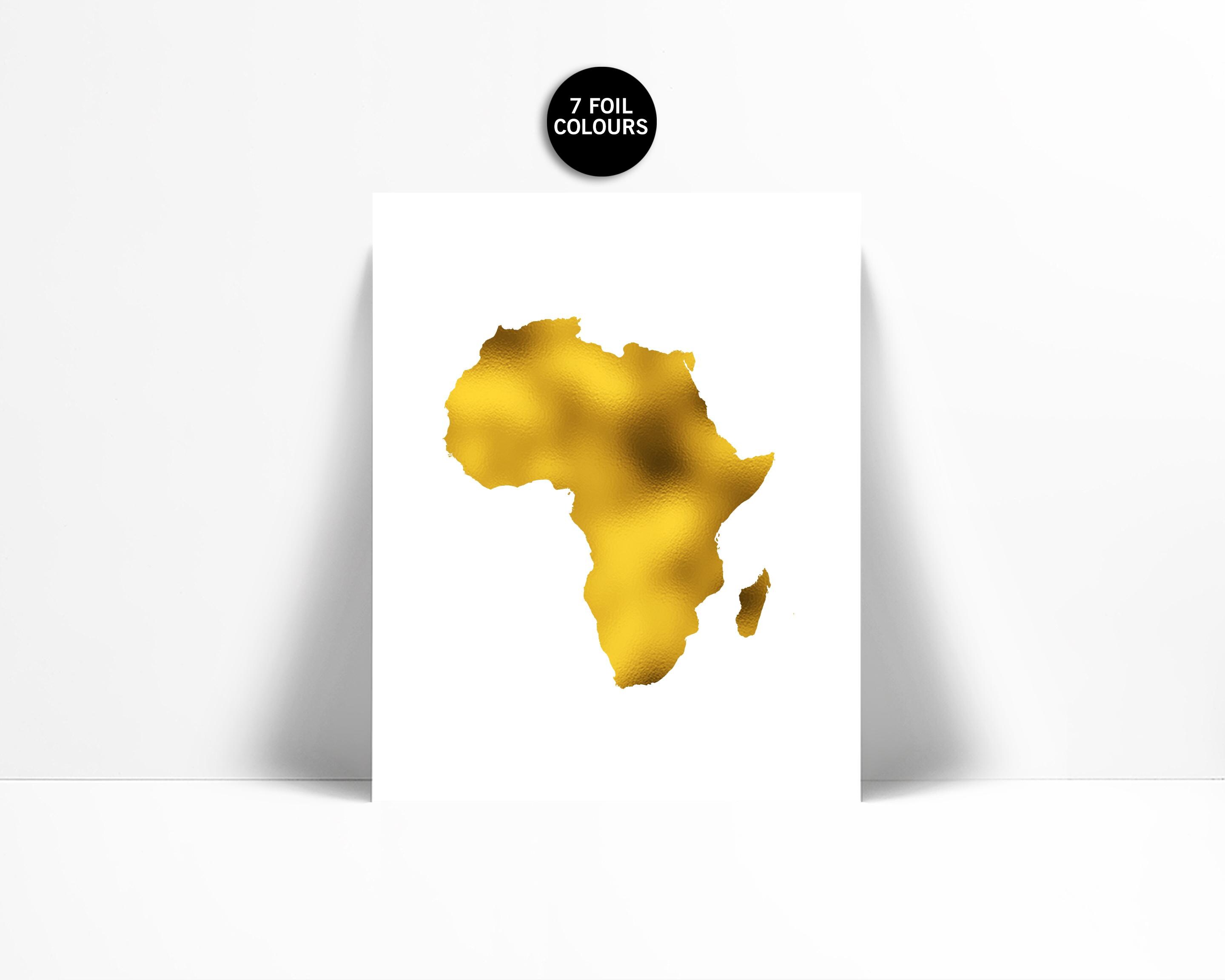 Africa Map - Gold Foil Print - Gold Africa Print - Gold Foil Map ...