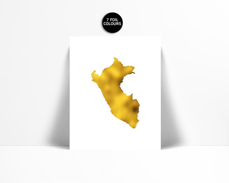 Peru Map - Gold Foil Print - Peru Art Print - Gold Foil Map - Home ...