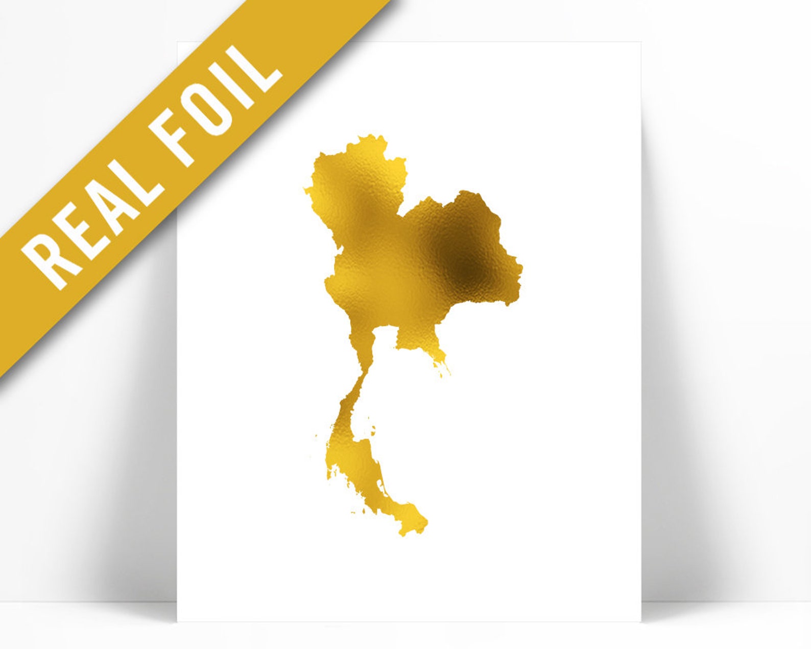 Thailand Map Gold Foil Print Gold Thailand Print Gold | Etsy