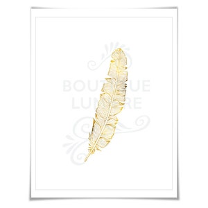 Feather Art Print - Real Gold Foil Print - Gold Feather Poster ...