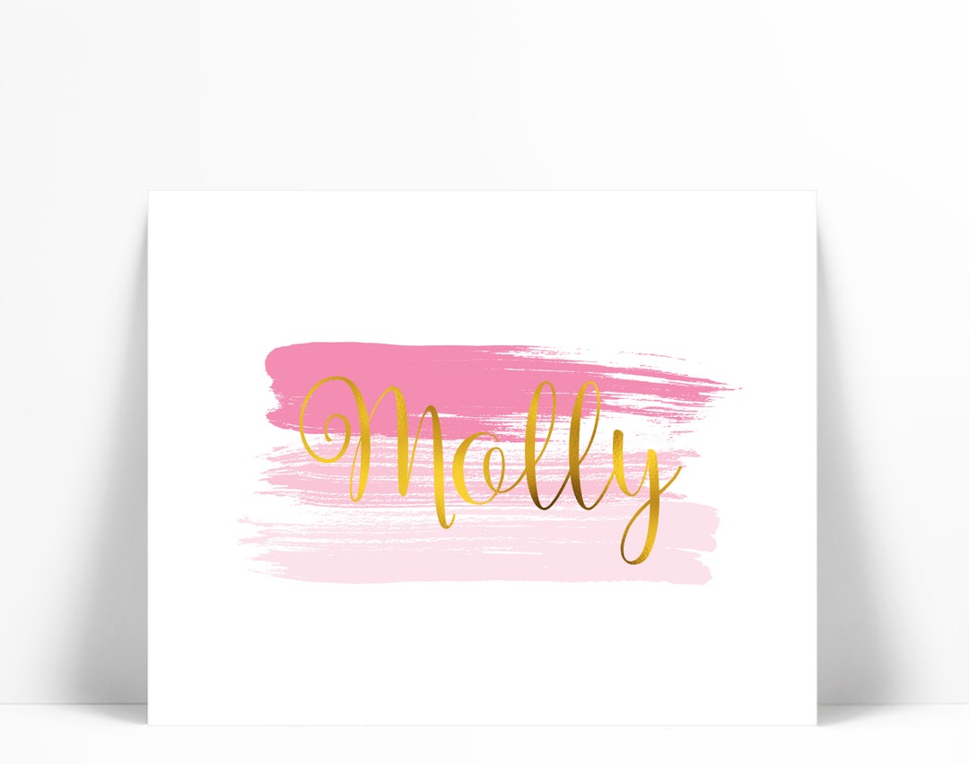 Custom Name Gold Foil Art Print - Girl's Pink Bedroom Art ...