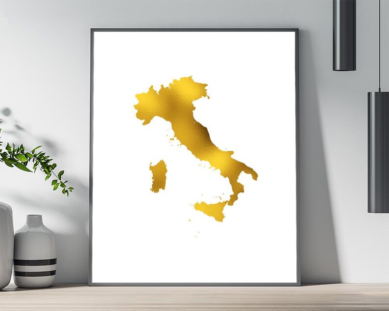 Italy Map - Gold Foil Print - Italy Art Print - Foil Map - Geography ...