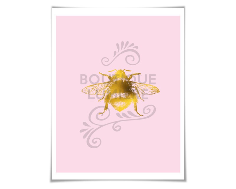 Bumblebee Art Print Gold Foil Print Insect Poster | Etsy
