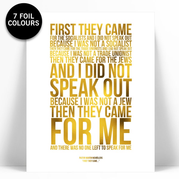 Martin Niemöller. Holocaust Poem - Etsy