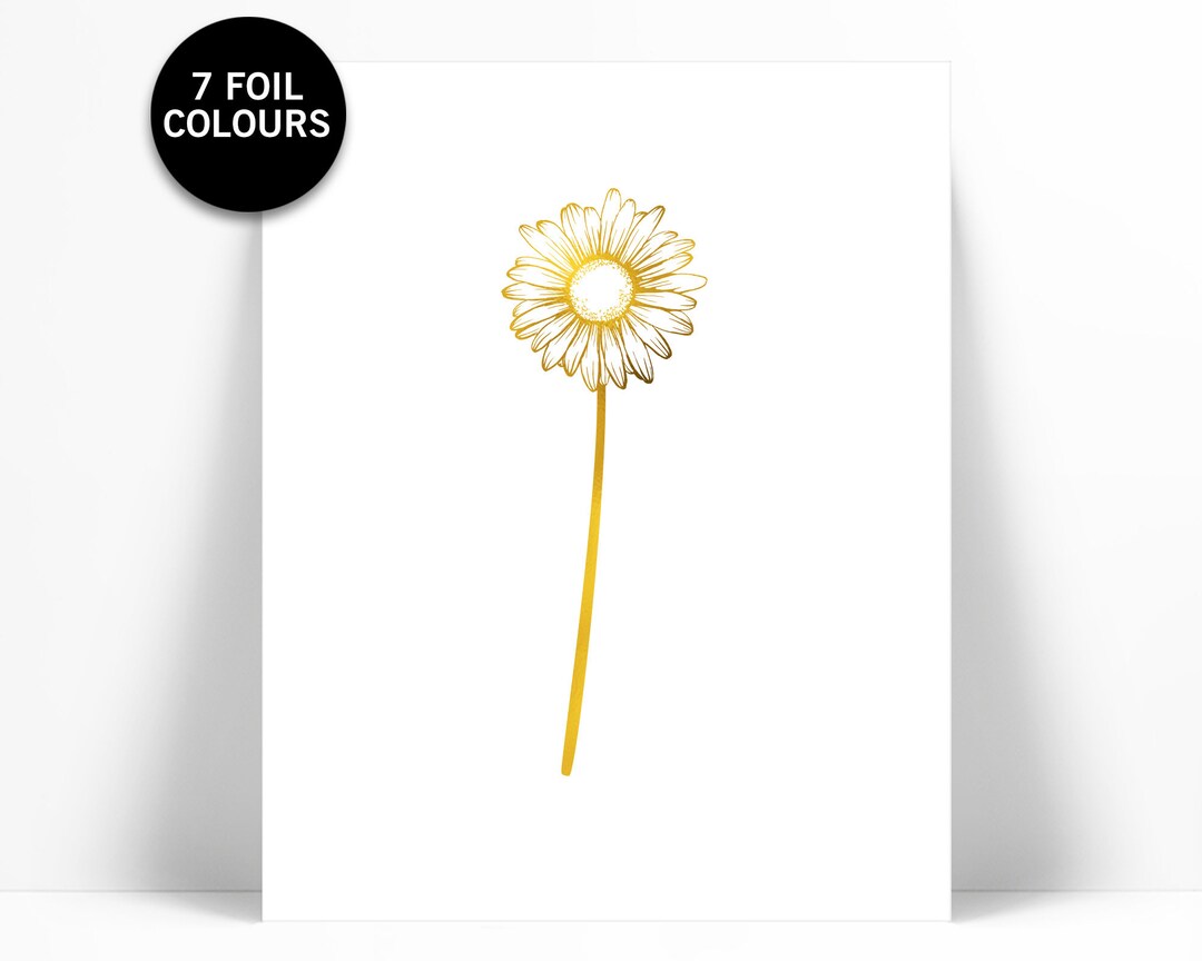 Daisy Print Gold Foil Print Flower Poster Floral Art Nature Art Print ...