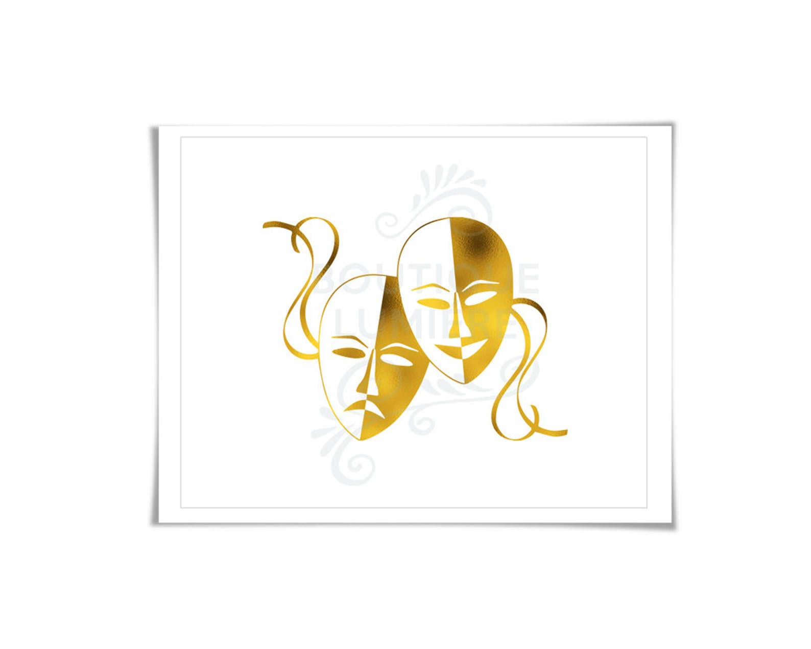 Theatre Masks Art Print - Gold Foil Print - Art Print - Gift for Actors ...