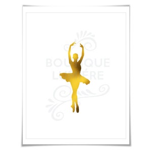 Ballerina Art Print - Gold Foil Print - Ballet Dancer Poster - Dance ...