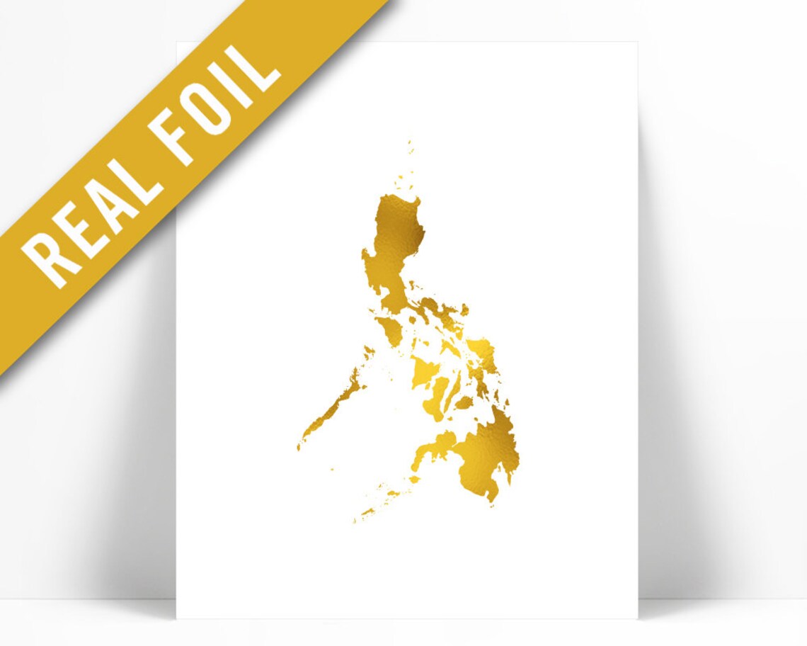 Philippines Map Gold Foil Art Print Philippines Print Gold - Etsy
