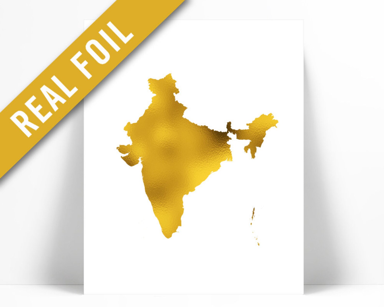 India Map Gold Foil Print Gold India Print Gold Foil Map | Etsy