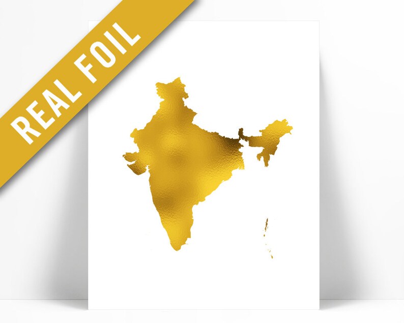 India Map Gold Foil Print Gold India Print Gold Foil Map | Etsy Canada
