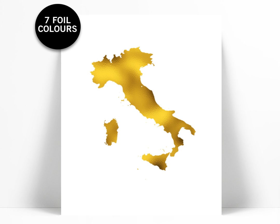 Italy Map - Gold Foil Print - Italy Art Print - Foil Map - Geography ...