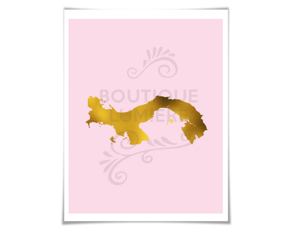 Panama Map Gold Foil Print Gold Panama Art Print Foil - Etsy Canada