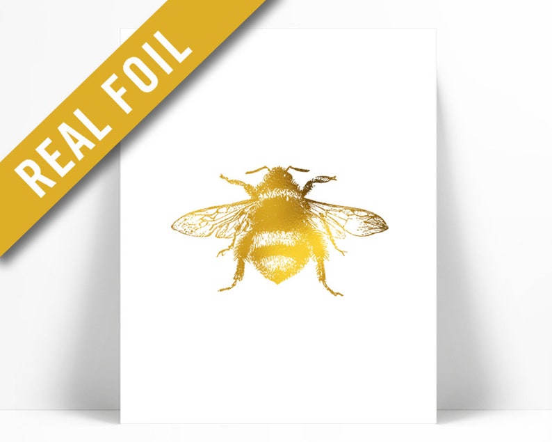 Bumblebee Art Print Gold Foil Print Insect Poster | Etsy