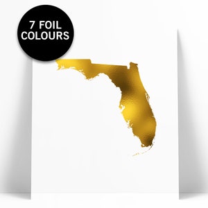 Florida Gold Foil Art Print - Florida Map Poster - Gold Florida Art ...