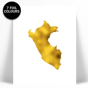 Peru Map - Gold Foil Print - Peru Art Print - Gold Foil Map - Home ...