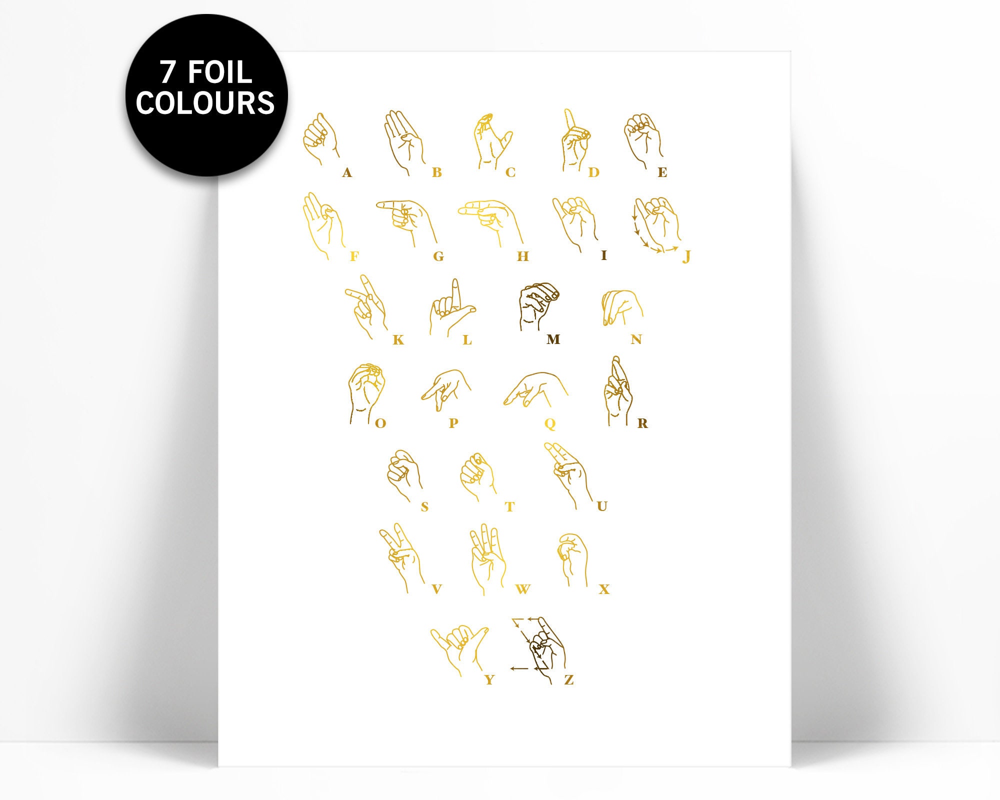 American Sign Language Gold Foil Art Print ASL Poster Chart - Etsy Canada