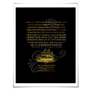 John Fitzgerald Kennedy Ocean Speech Gold Foil Art Print - JFK ...
