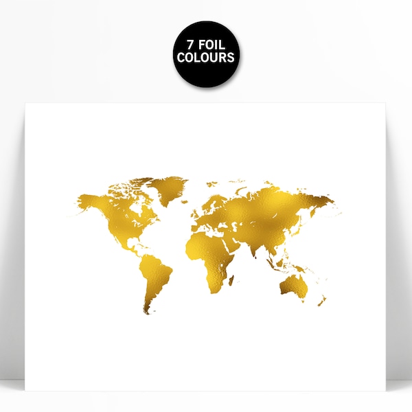 Gold Foil World Map - Etsy