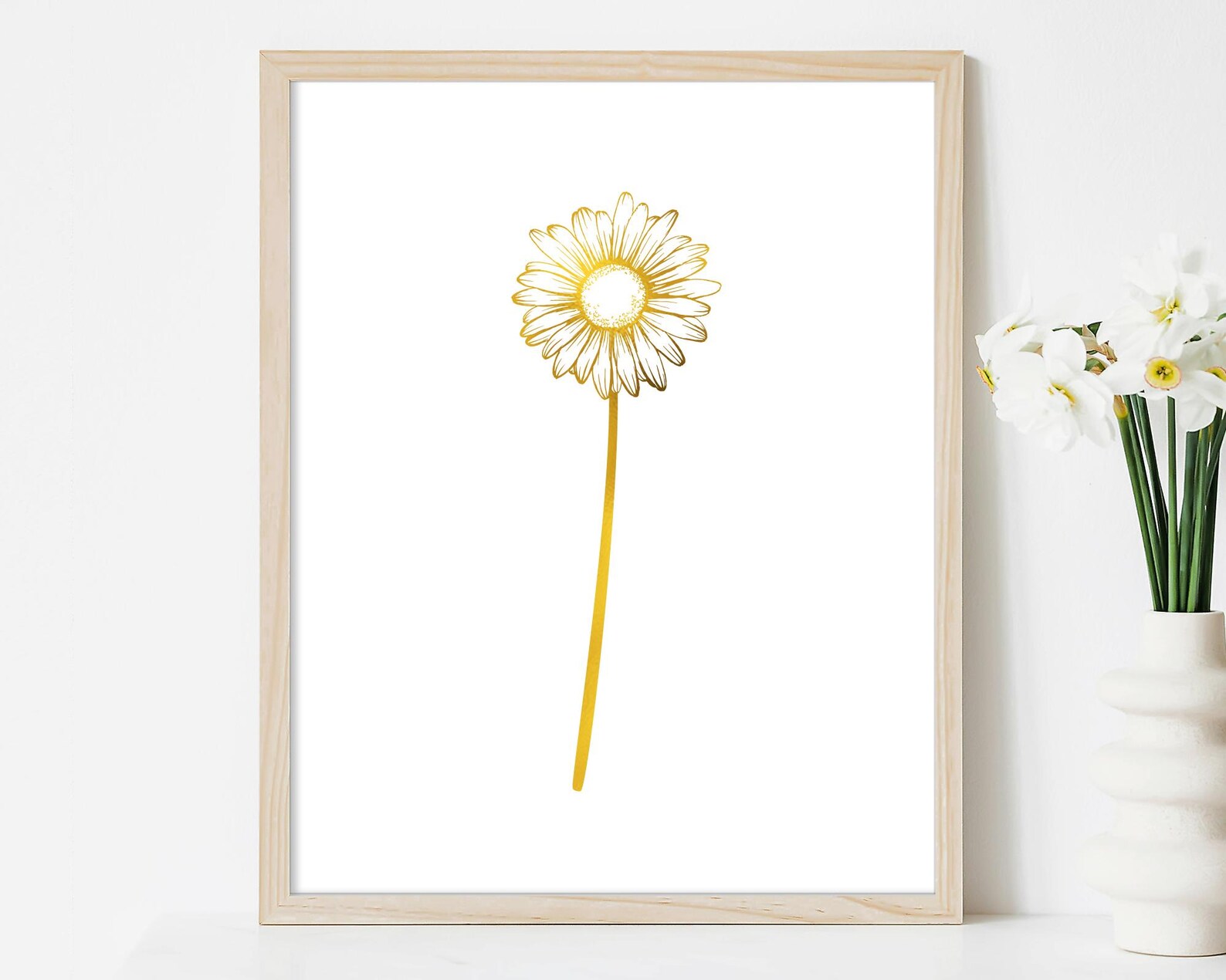 Daisy Print - Gold Foil Print - Flower Poster - Floral Art - Nature Art ...