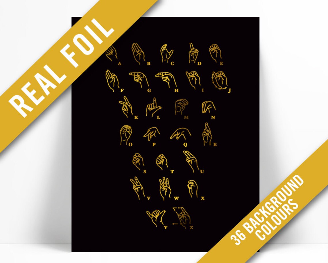 American Sign Language Gold Foil Art Print ASL Poster Chart - Etsy Canada
