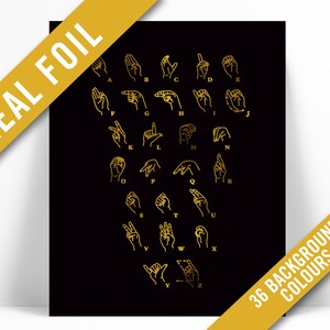 American Sign Language Gold Foil Art Print ASL Poster Chart - Etsy