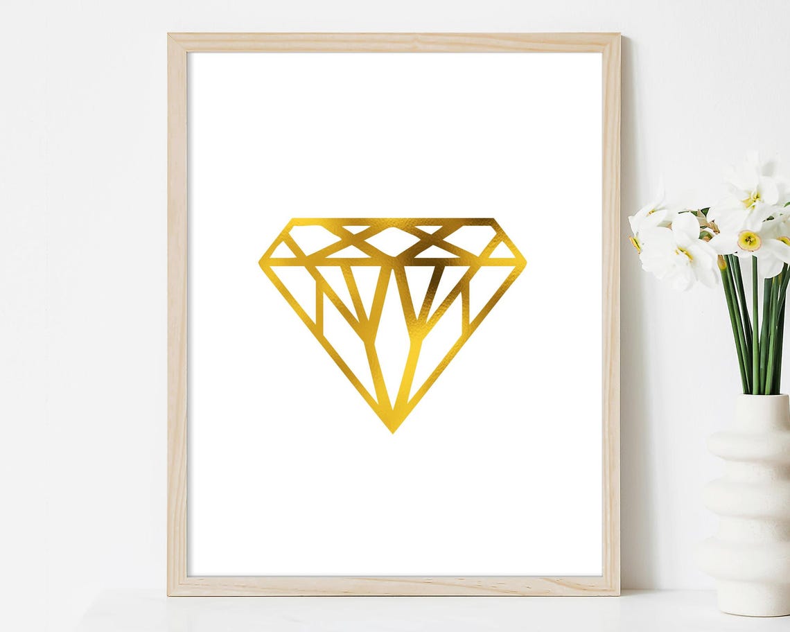 Diamond Art Print - Gold Foil Print - Gold Diamond Print - Bling Art ...