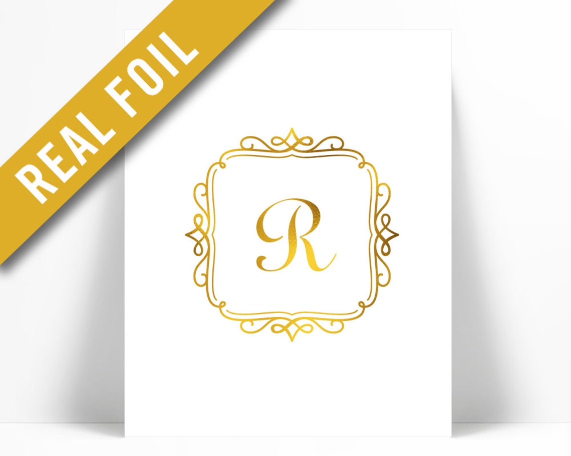 Custom Monogram Print Gold Foil Print Personalized Art | Etsy