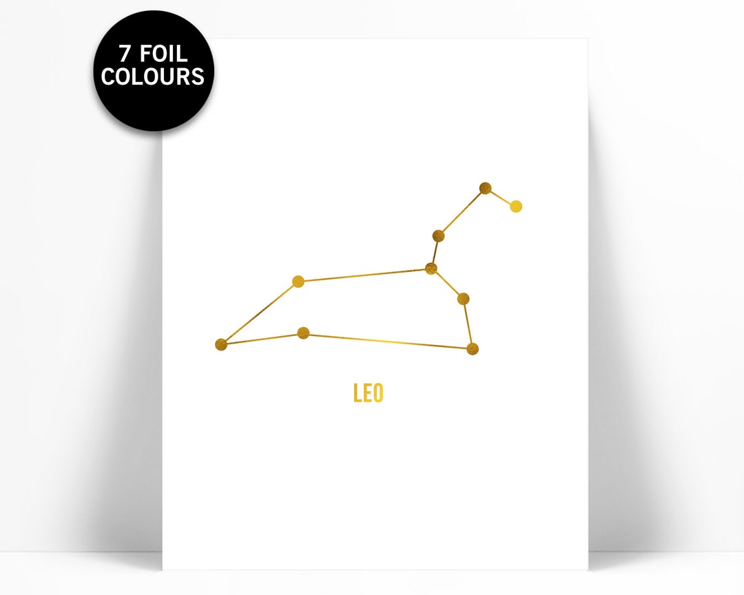 Leo Art Print - Gold Foil Print - Astrology Poster - Zodiac Stars ...