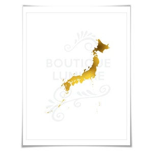Japan Map - Gold Foil Print - Gold Japan Print - Gold Foil Map ...