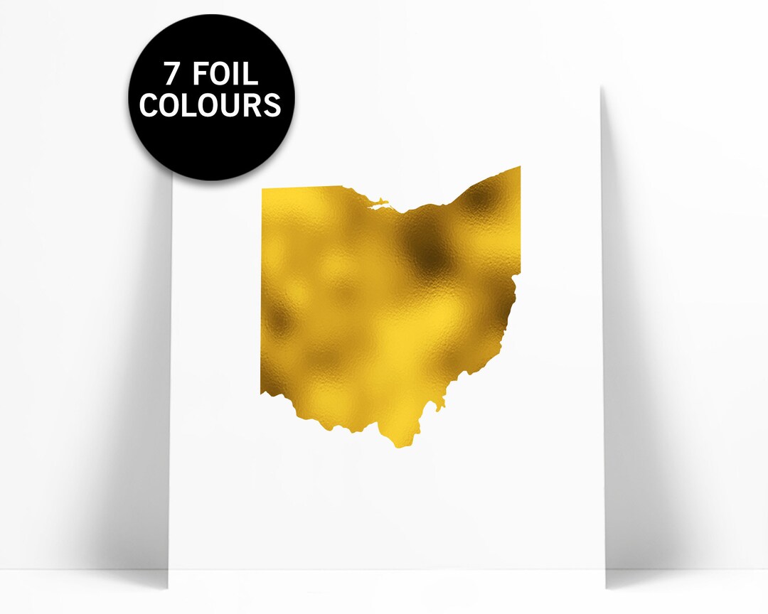 Ohio Art Print - Gold Foil Print - Ohio Map Poster - Travel Poster ...