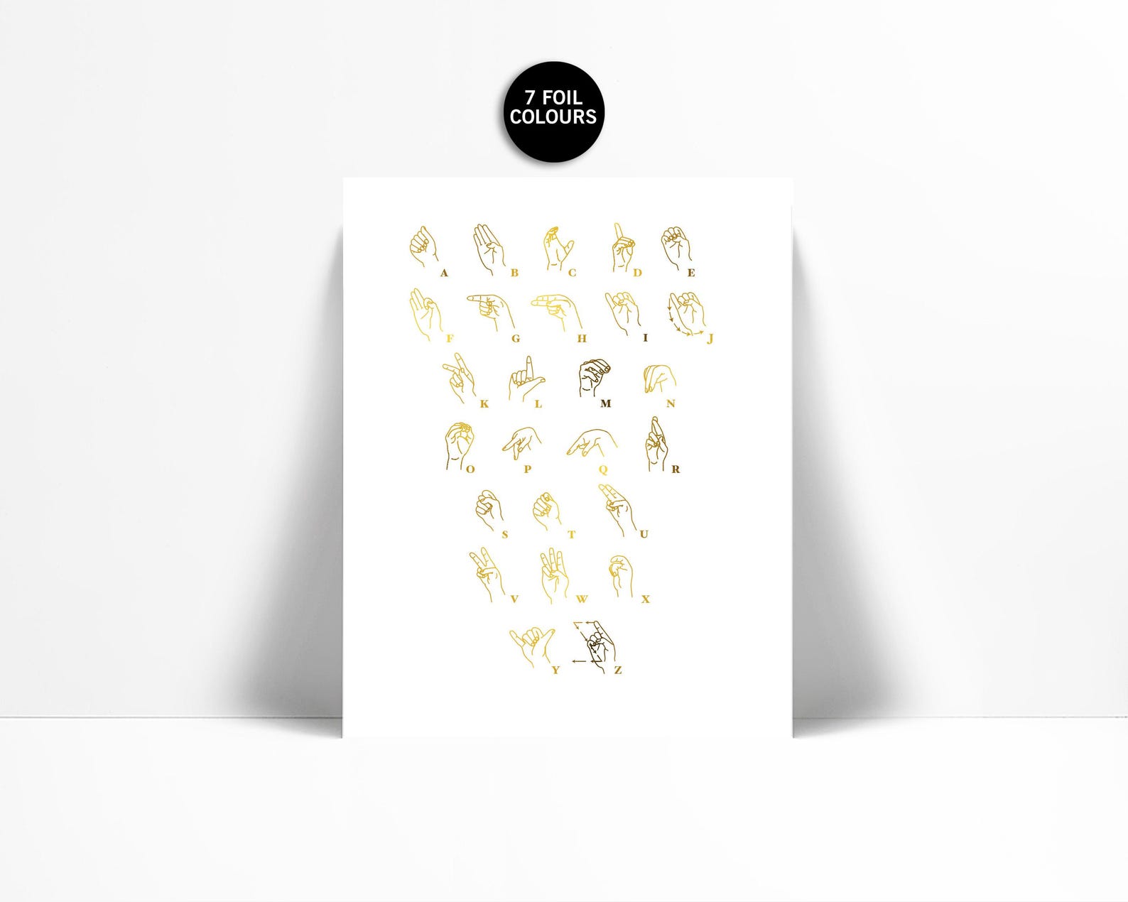 American Sign Language Gold Foil Art Print - ASL Poster Chart - Hand ...