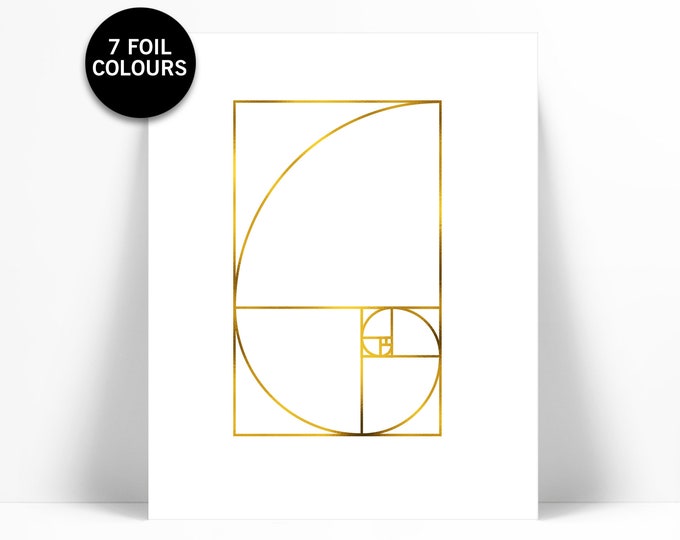 Golden Ratio Art Print - Gold Foil Print - Math Art Print - Math Wall ...